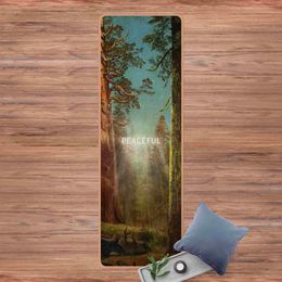 Bilderwelten Yogamatte Kork Vintage gr&uuml;n Wald Sportmatte - Peaceful - B&auml;ume rutschfest