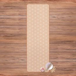 Bilderwelten Yogamatte Kork Illustration orange Training Sportmatte - Geometrisches Muster runde Blumenstempel - Geometrisch rutschfest