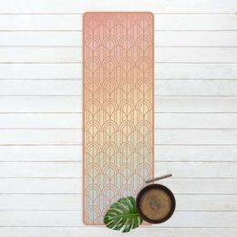Bilderwelten Yogamatte Kork Art Deco pastell Training Sportmatte - Art Deco Pastellberge Muster - Geometrisch rutschfest