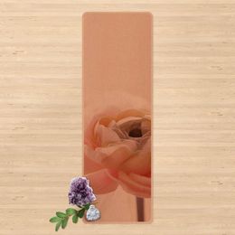 Bilderwelten Yogamatte Kork Motiv rosa Training Sportmatte - Rosa Bl&uuml;te im Fokus - Rose rutschfest