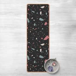 Bilderwelten Yogamatte Kork Vintage schwarz Training Mosaik - Detailliertes Terrazzo Muster Taranto - Geometrisch rutschfest