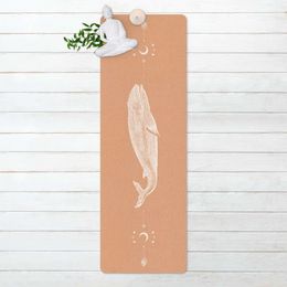 Bilderwelten Yogamatte Kork Vintage weiss Tiere Sportmatte - Vintage Buckelwal Wei&szlig; - Retro rutschfest
