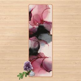Bilderwelten Yogamatte Kork modern pink originell Aquarell - Weg des Windes Violett und Gold - Gymnastik rutschfest