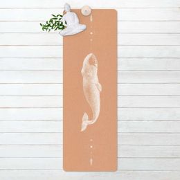 Bilderwelten Yogamatte Kork Vintage weiss Tiere Sportmatte - Vintage Gr&ouml;nlandwal Wei&szlig; - Retro rutschfest