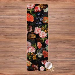 Bilderwelten Yogamatte Kork modern bunt Training Sportmatte - Dunkles Blumenbouquet - Gymnastik rutschfest