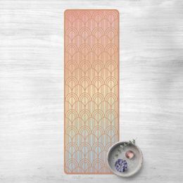 Yogamatte Kork - Art Deco Pastellberge Muster - Art Deco pastell Training Sportmatte Geometrisch rutschfest