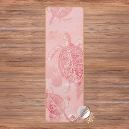 Bilderwelten Yogamatte Kork Illustration rosa Strand Sportmatte - Nautik Drei Schildkr&ouml;ten - Unterwasser rutschfest