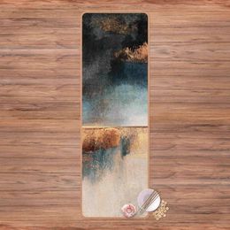 Bilderwelten Yogamatte Kork Abstrakt gold originell Aquarell - Abstraktes Seeufer in Gold - Gymnastik rutschfest