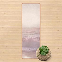 Bilderwelten Yogamatte Kork Motiv rosa Strand Sportmatte - Sonnenuntergang in zartem Rosa - Karibik rutschfest