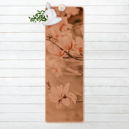 Bilderwelten Yogamatte Kork Vintage braun Wald Sportmatte - Magnolienzweige im Vintagestil - B&auml;ume rutschfest