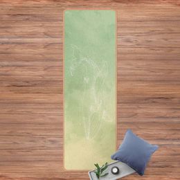 Bilderwelten Yogamatte Kork Illustration gr&uuml;n Tiere Aquarell - Blauwal auf Gr&uuml;nem Aquarell - Gymnastik rutschfest