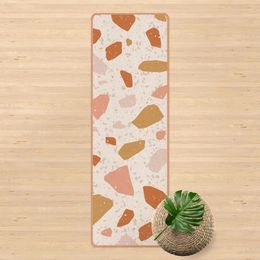 Bilderwelten Yogamatte Kork modern beige Training Mosaik - Detailliertes Terrazzo Muster Pisa - Gymnastik rutschfest