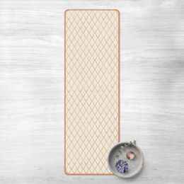 Bilderwelten Yogamatte Kork Illustration beige Training Fliesenoptik - Orientalisches Muster mit goldenen Ornamenten - Gymnastik rutschfest