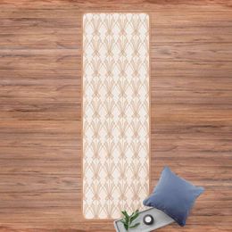 Bilderwelten Yogamatte Kork Art Deco weiss Training Sportmatte - Art Deco Schwertspitze Muster Wei&szlig; - Geometrisch rutschfest
