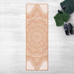 Yogamatte Kork - Mandala Indische Ornamente - Orientalisch weiss Spirituell Sportmatte Mandala rutschfest
