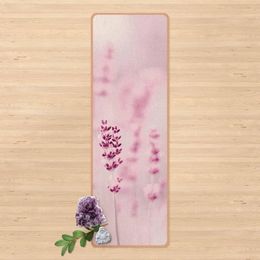 Yogamatte Kork - Zartvioletter Lavendel - Landhaus violett Blumen Sportmatte Gr&auml;ser rutschfest