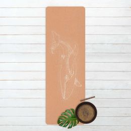 Bilderwelten Yogamatte Kork Illustration weiss Tiere Sportmatte - Blauwal gepunktet Wei&szlig; - Meditation rutschfest