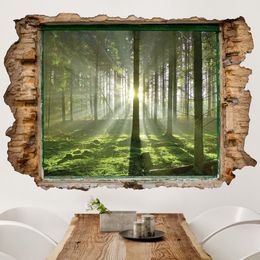 Bilderwelten Wandtattoo Wald Motiv 3D-Effekt gr&uuml;n - Spring Fairytale - B&auml;ume Wohnzimmer Schlafzimmer