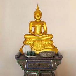 Bilderwelten Wandtattoo Spirituell modern selbstklebend Wandaufkleber - Zen Buddha Gold - Buddha Wohnzimmer Schlafzimmer