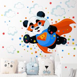 Wandtattoo Kinderzimmer Junge Super Panda Wandsticker Jungenzimmer Kinder Wandaufkleber in S-XXL Panda