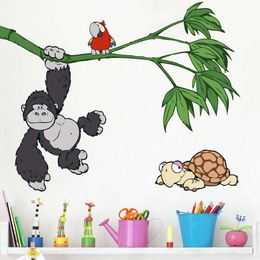 Bilderwelten Wandtattoo Tiere modern selbstklebend Wandaufkleber - NICI - Wildfriends Affe Schildkr&ouml;te & Papagei - Wandsticker Kinderzimmer Baby M&auml;dchen Jungen