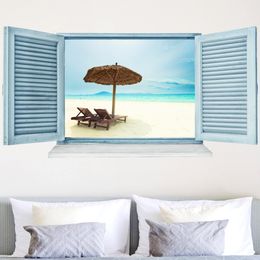 Bilderwelten Wandtattoo Strand modern 3D-Effekt blau - 3D Beach of Dreams - Landschaft Wohnzimmer Schlafzimmer