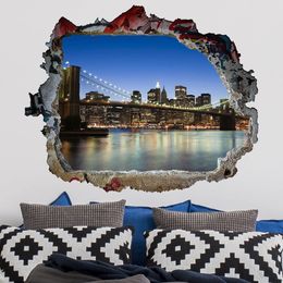 Bilderwelten Wandtattoo Stadt modern 3D-Effekt Wandaufkleber - Brooklyn Br&uuml;cke in New York - New York Wohnzimmer Schlafzimmer