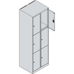 C+P 3er-Schlie&szlig;fachschrank Classic PLUS, 2 Abteile, lichtgrau, B 600 mm, 6 F&auml;cher, mit Bodengleitern