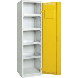 Umweltschrank mit T&uuml;rlochung, HxBxT 1800 x 500 x 500 mm, 4 Wannenb&ouml;den, lichtgrau / signalgelb kaiserkraft