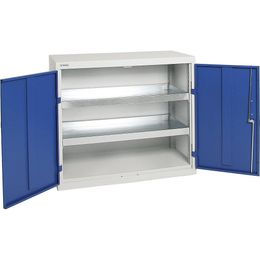 Umweltschrank ohne T&uuml;rlochung, HxBxT 900 x 1000 x 500 mm, 2 Wannenb&ouml;den, lichtgrau / enzianblau kaiserkraft