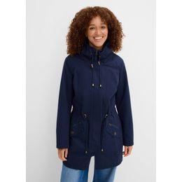 bonprix Baumwoll-Kurzparka mit Stehkragen talliert, blau, Gr.48, Vielseitig kombinierbare sportliche Jacke mit Taschen aus Baumwolle, aus 100% Baumwolle