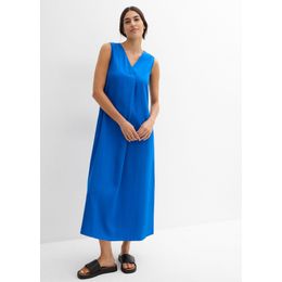 bonprix Tr&auml;gerkleid aus flie&szlig;ender Viskose, blau, Gr.42, Langes, &auml;rmelloses Kleid. V-Ausschnitt., aus Viskose