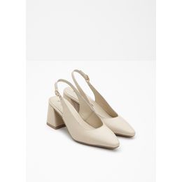 bonprix Slingpumps aus Leder, beige, Gr.40, Eleganter Sling Pumps aus Leder, aus Nappaleder