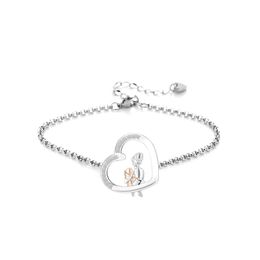 Himmelsfl&uuml;sterer Herz-Armband "Mama & Tochter" - Farbe: Silber & Ros&eacute;gold | Gr.: onesize