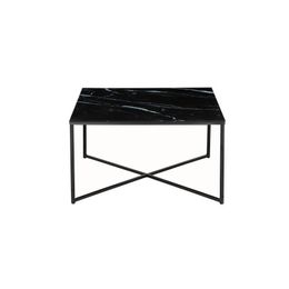 Salesfever Couchtisch 80x80 cm Glasplatte Marmoroptik & Metallgestell in Schwarz | Gr.: onesize