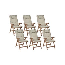 Beliani 6er-Set Gartenstuhl AMANTEA in Braun/Beige | Gr.: onesize