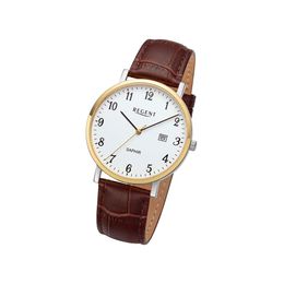 Regent Uhren Analog-Armbanduhr Regent Lederarmband braun gro&szlig; (ca. 40mm) | Gr.: onesize