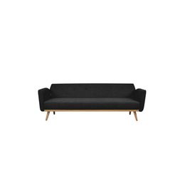Salesfever Schlafsofa 3-Sitzer mit Querschl&auml;fer-Funktion aus Strukturstoff in Schwarz | Gr.: onesize