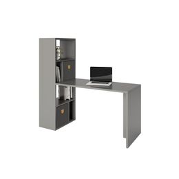 Phoenix Group AG Fortuna - SET , Regal mit 6 F&auml;chern inkl. Schreibtischanbau, grau, B/H/T: 58x146,6x34cm | Gr.: onesize