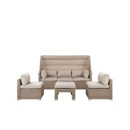 Beliani 4-tlg Sitzgruppe COCCOLIA in Beige/Braun | Gr.: onesize