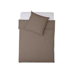 Lumaland Premium Bettw&auml;sche 155x200cm taupe + Kissenbezug 80x80cm Braun | Gr.: onesize