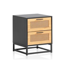 FineBuy Nachttisch in Schwarz / MDF / 45x45x55 | Gr.: onesize