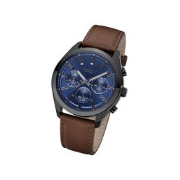 Regent Uhren Analog-Armbanduhr Regent Lederarmband dunkelbraun gro&szlig; (ca. 44mm) | Gr.: onesize