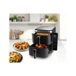 Gourmet Maxx Hei&szlig;luft-Fritteuse Doppelkorb vertikal 2x 5l 2800W schwarz Schwarz | Gr.: onesize