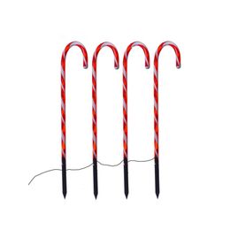 MARELIDA 4er Set LED Zuckerstangen Gartenstecker f&uuml;r Au&szlig;en H: 44cm in wei&szlig;, rot | Gr.: onesize