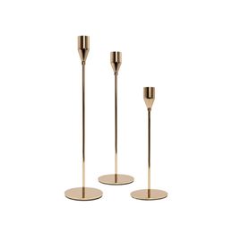 Intirilife Kerzenst&auml;nder 3 Set Metall Kerzenhalter f&uuml;r Stabkerzen 33/28/23cm in Ros&eacute;gold | Gr.: onesize