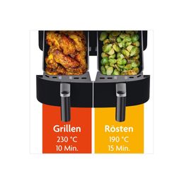 Kochwerk Hei&szlig;luft-Fritteuse Doppelkorb 2x 3,5l 2400W schwarz Schwarz | Gr.: onesize
