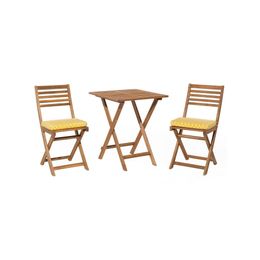 Beliani 3-tlg Bistro Set FIJI in Braun/Wei&szlig;/Gelb | Gr.: onesize