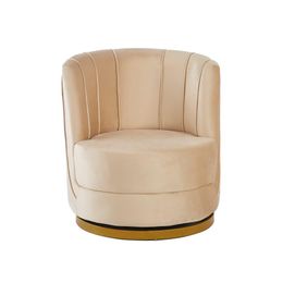 Salesfever Drehsessel mit 360&deg;-Drehfunktion goldfarbener Sockel und Samtbezug in Beige | Gr.: onesize