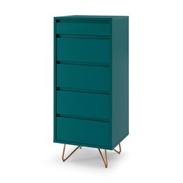 Salesfever Hochkommode mit Spiegel und Stauraum Metallbeine und MDF matt lackiert in Blau | Gr.: onesize